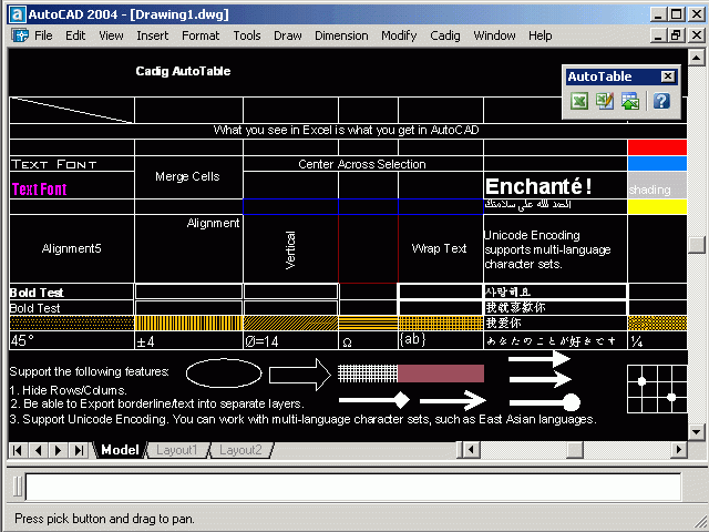 AutoCAD Excel Cadig AutoTable 3 x Free Download