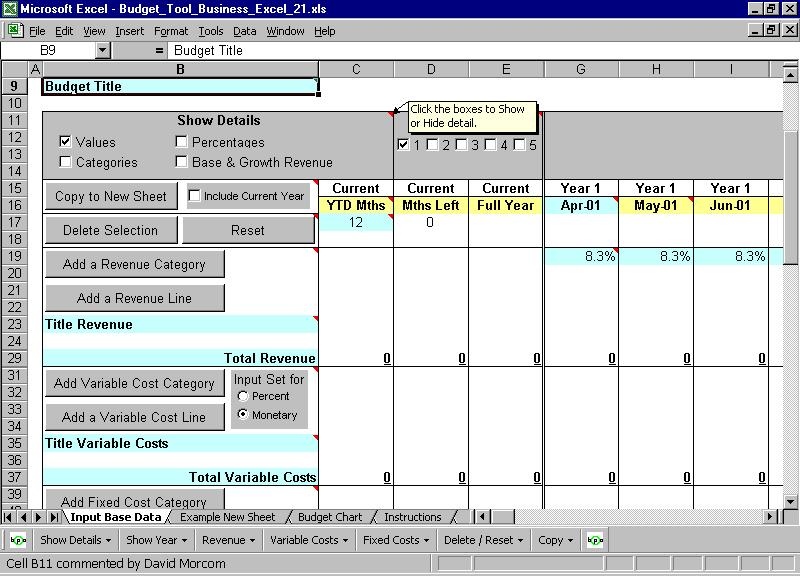 Budget Tool Business Excel 30 Free Download