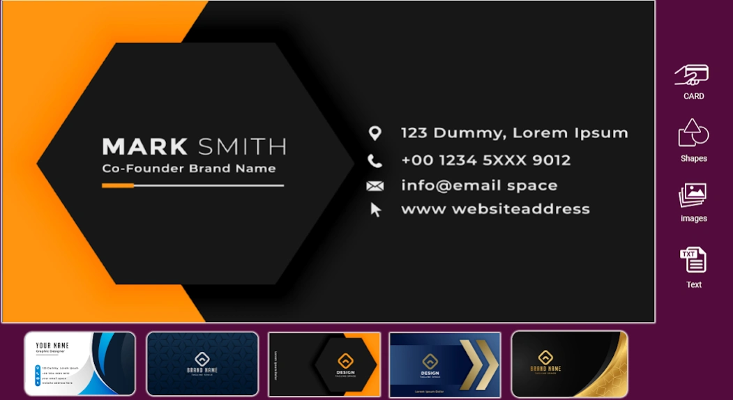 visiting card description