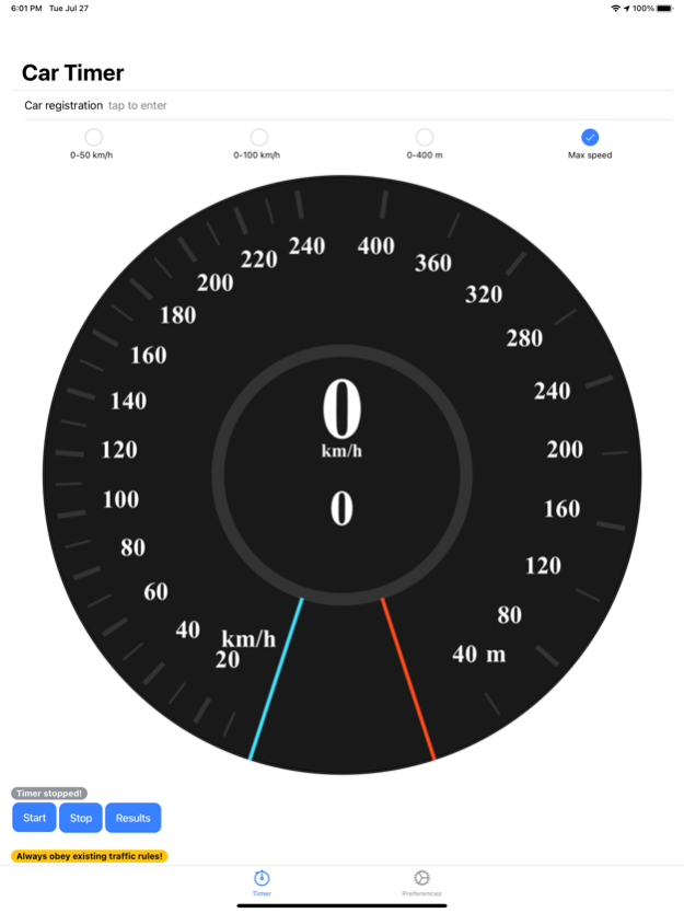car acceleration timer
