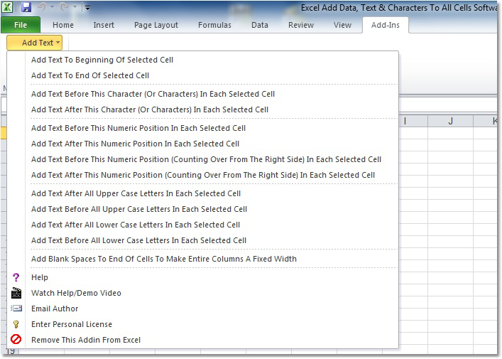 Excel Add Data Text Characters To Free Download