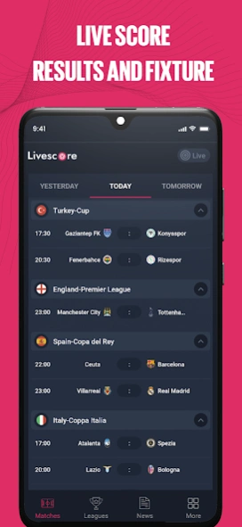 Football live score 4.1 Free Download