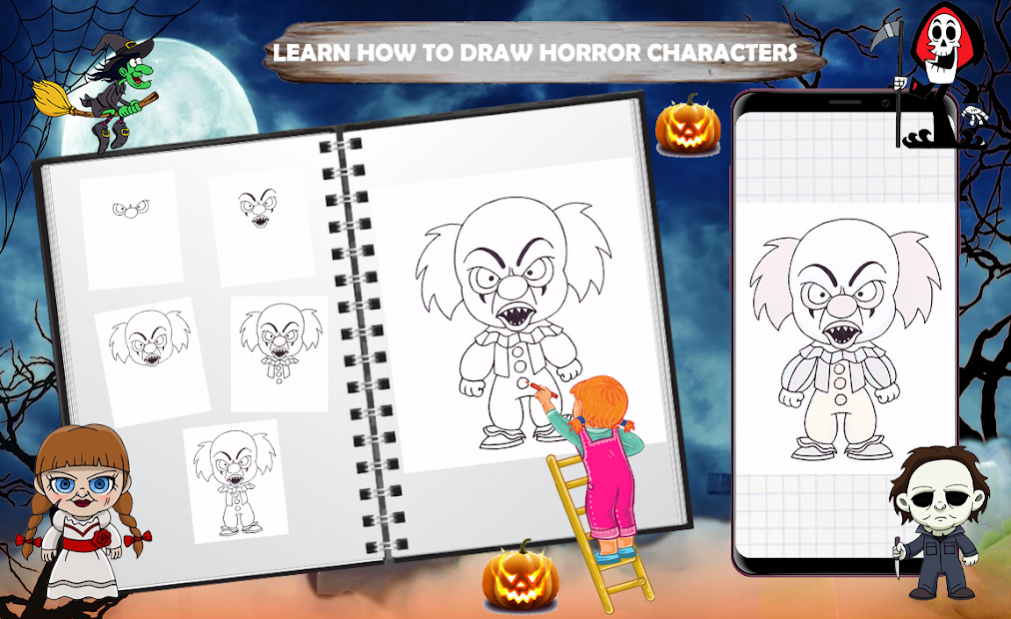 how to draw horror characters