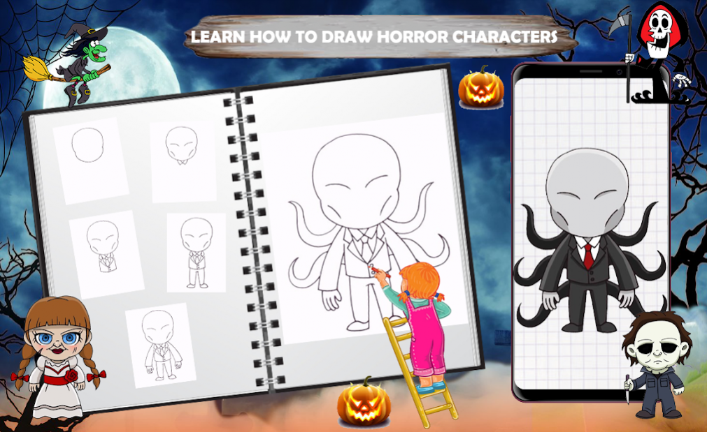 how to draw cartoon horror characters