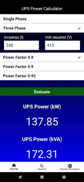 2 phase current calculator