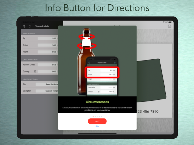 tapered label template