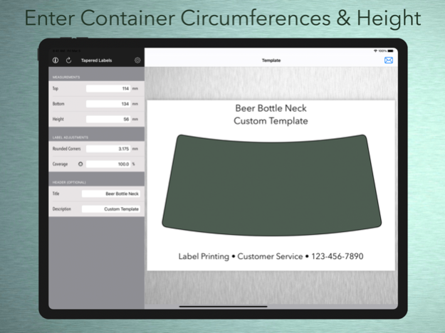 tapered label template