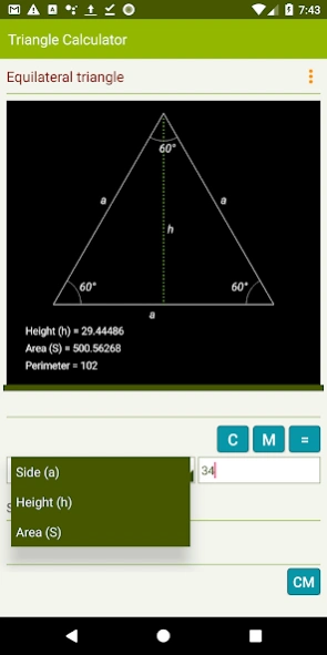 equilateral triangle calculator