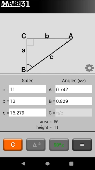 geometry right angle triangle calculator