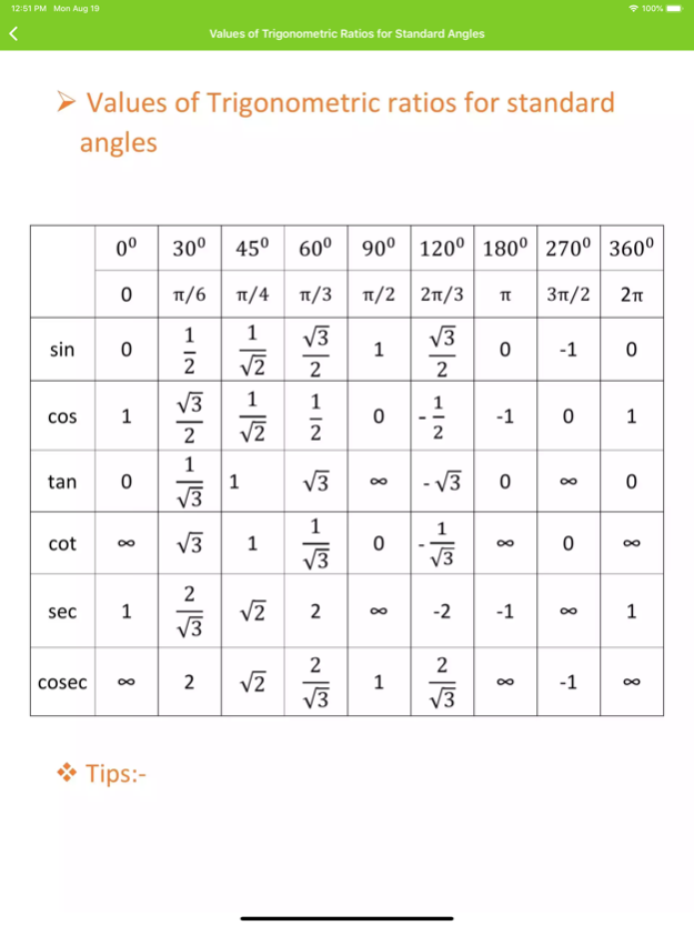 100 trigonometry formulas